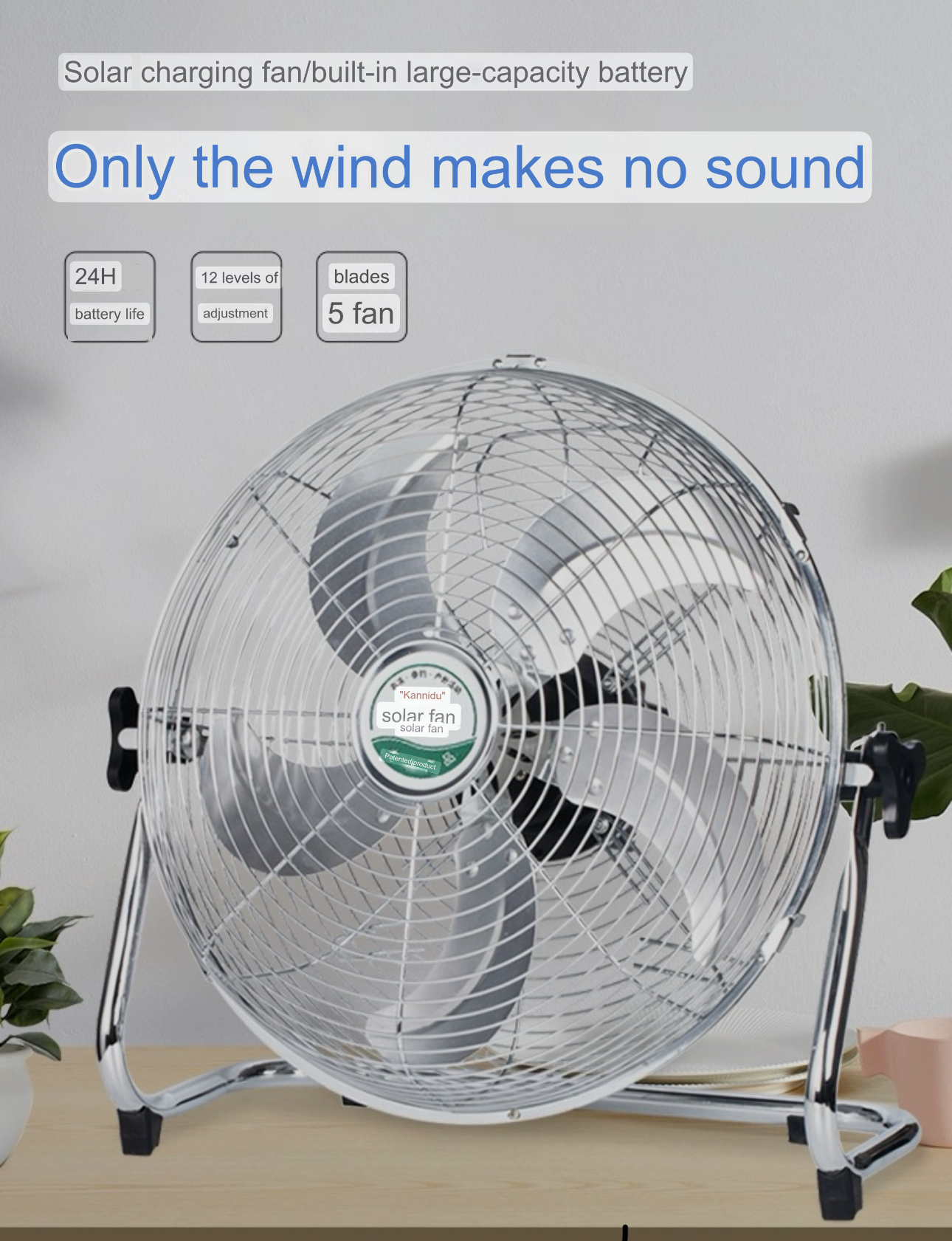 Rechargeable Electric Fan with Solar-powered - Construction Equipment ...